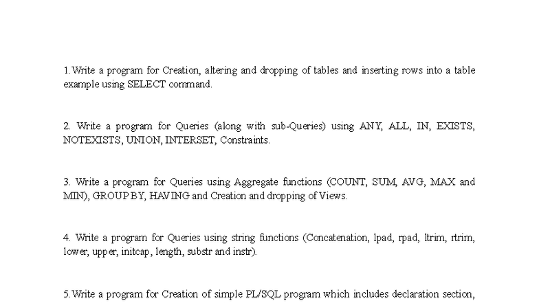 DBMS Min External: Comprehensive SQL Programming Guide - Studocu