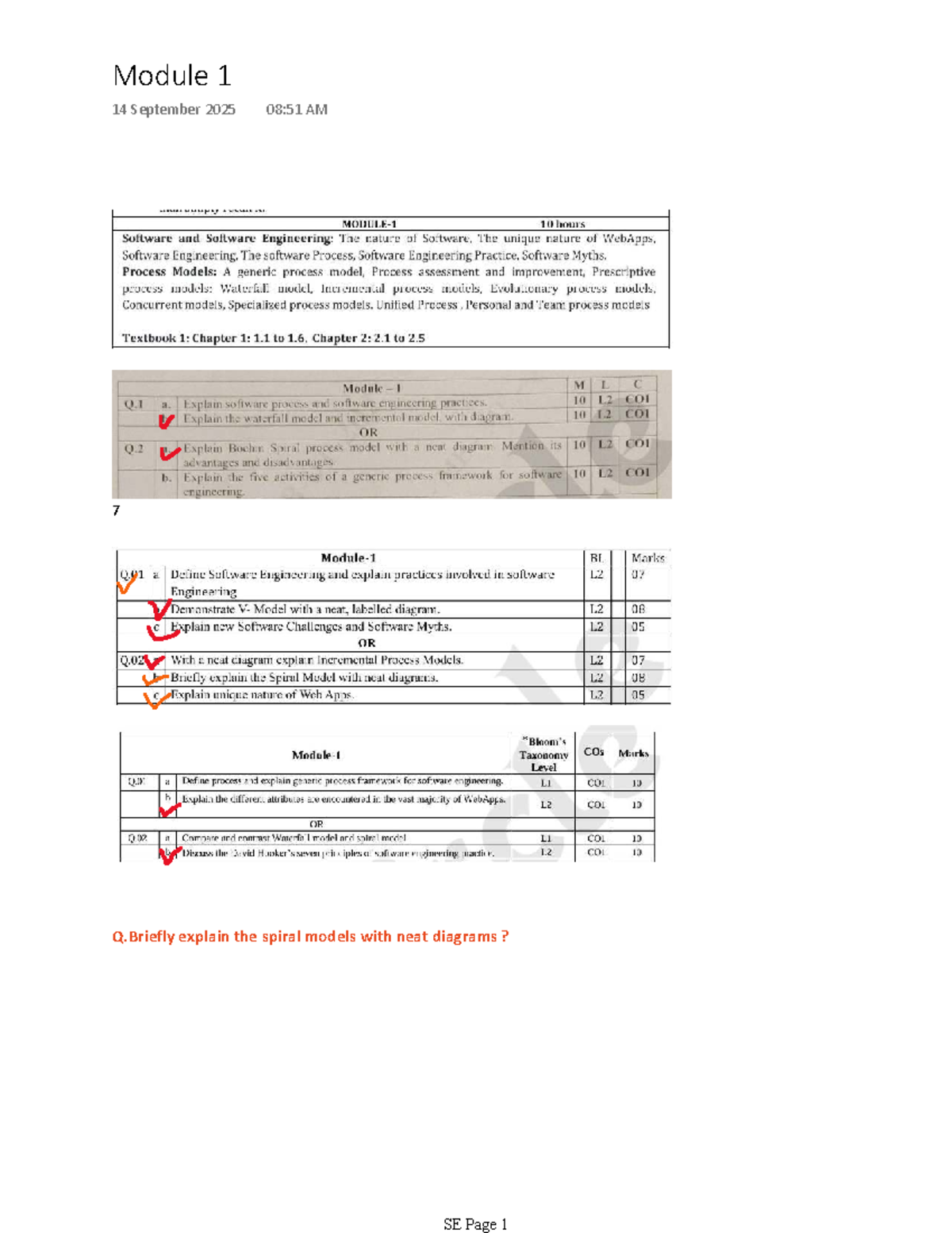SE Module 1 Important Questions on Software Engineering Concepts - Studocu