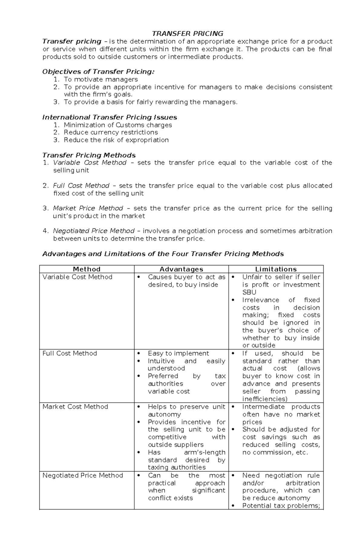 Transfer Pricing Concepts and Methods: A Comprehensive Overview - Studocu