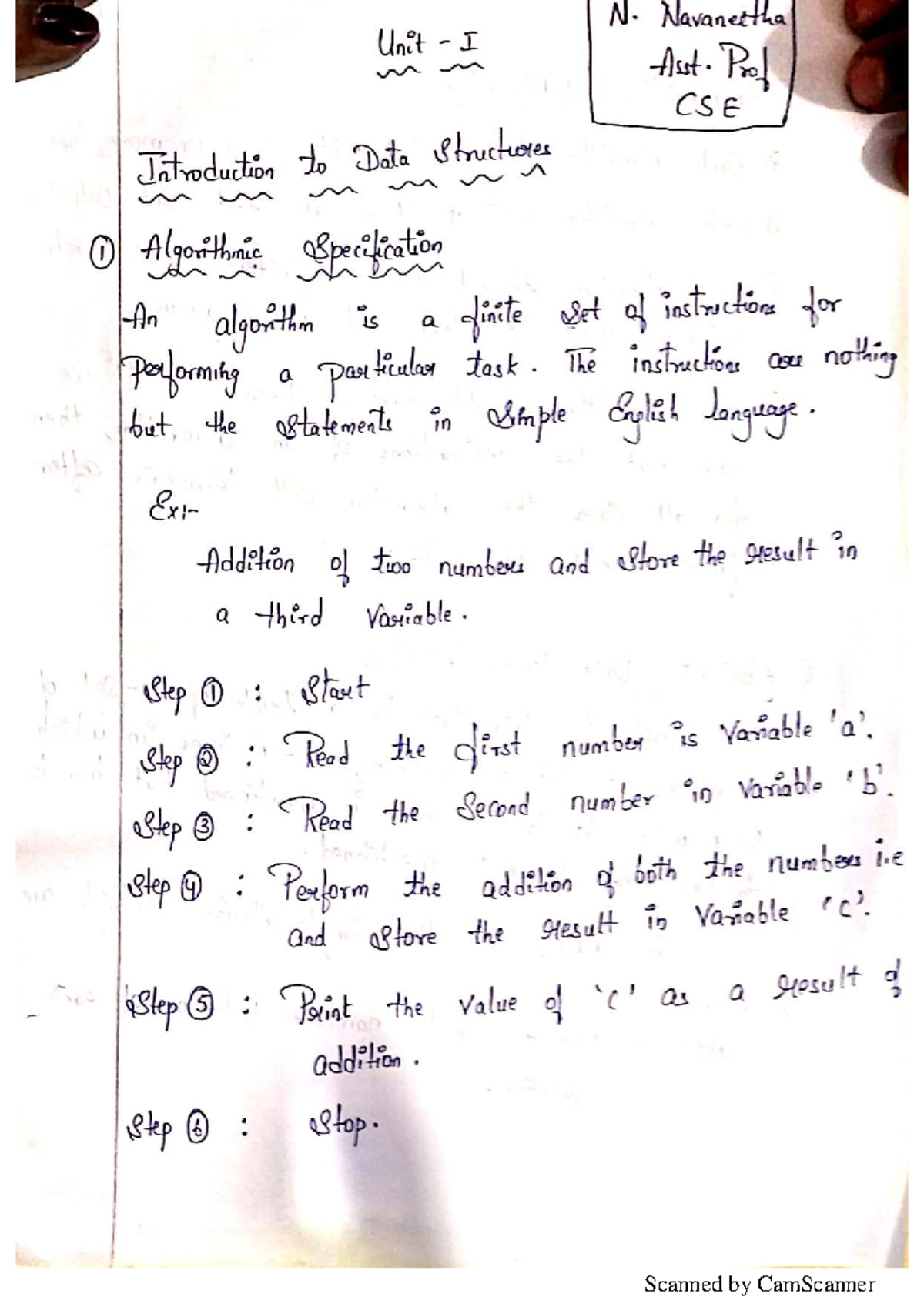 Unit I - Introduction to Data Structures and Algorithms (CSE) - Studocu