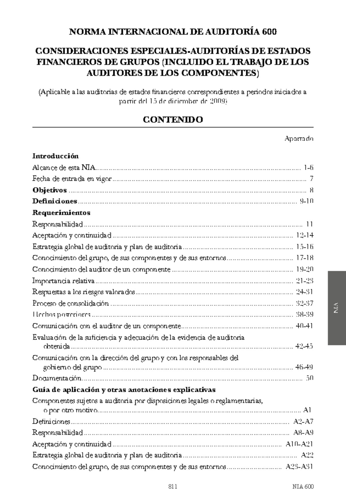 NIA 600 - Consideraciones sobre Estados Financieros de Grupos y ...