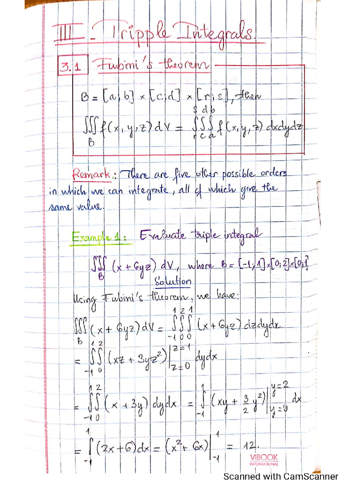 III - Triple Integrals: Fubini's Theorem and Examples - Studocu