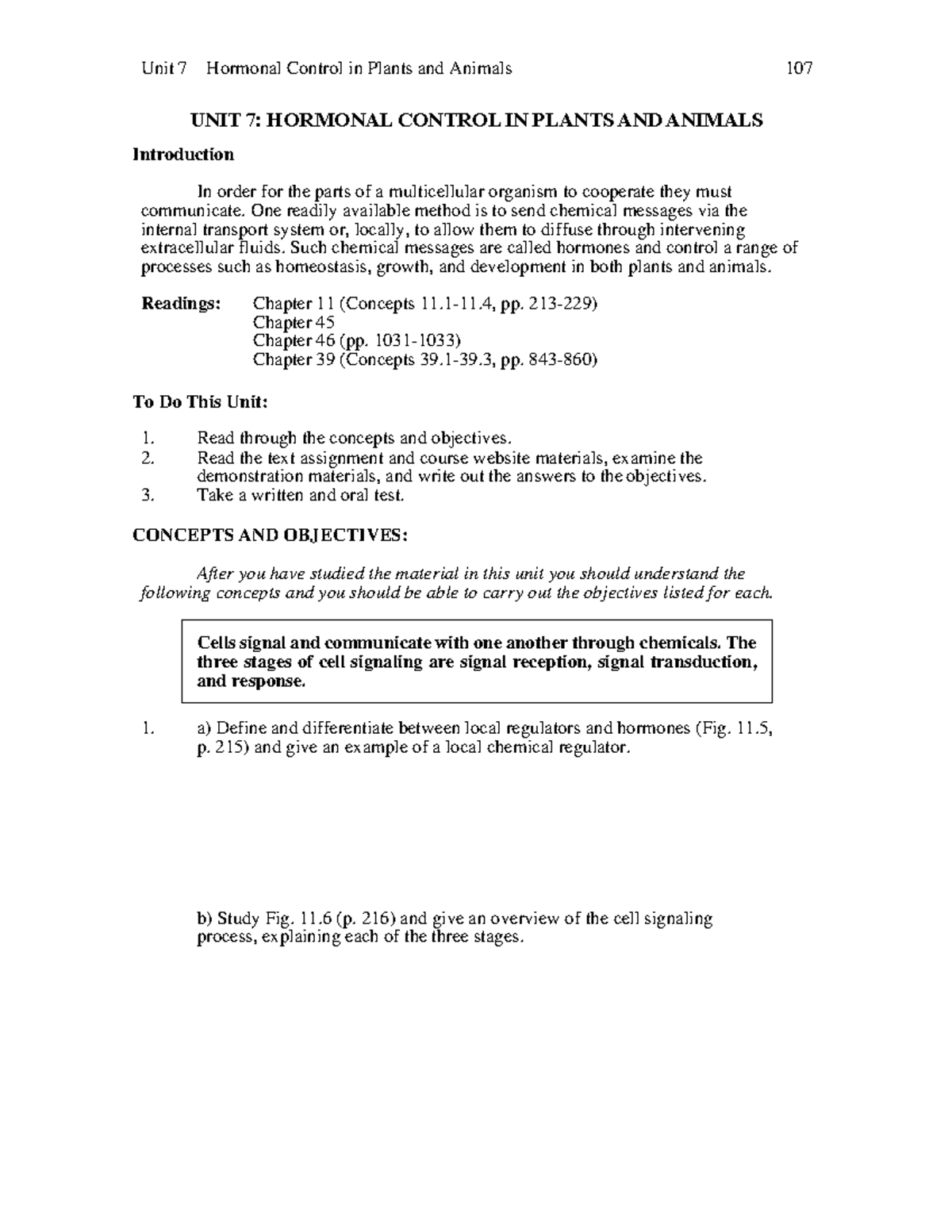 Unit 7 - BIOG 1445: Hormonal Control in Plants and Animals Notes - Studocu