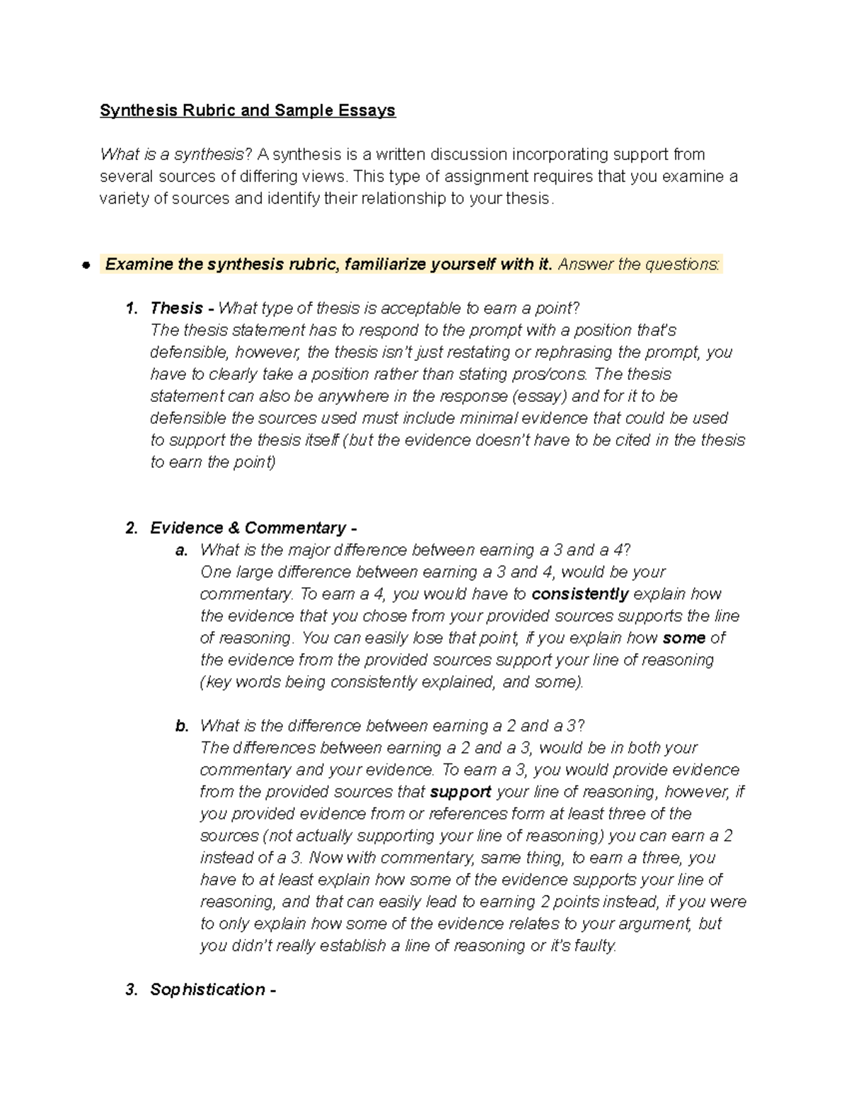 Synthesis Essays & Rubric Guide - Silvia Pujol Help Document - Studocu