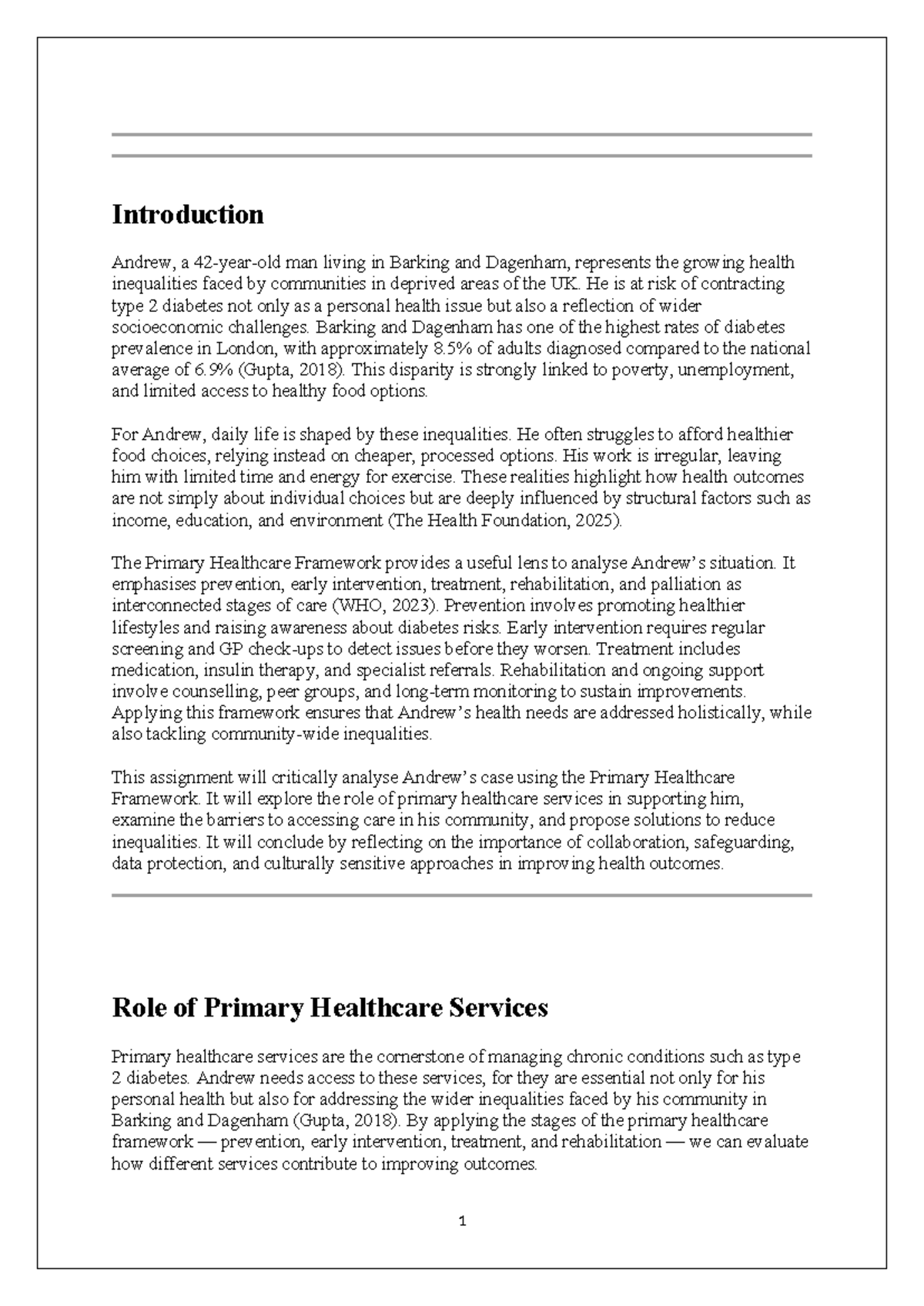 Case Study: Health Inequalities and Diabetes in Barking & Dagenham (HSC ...
