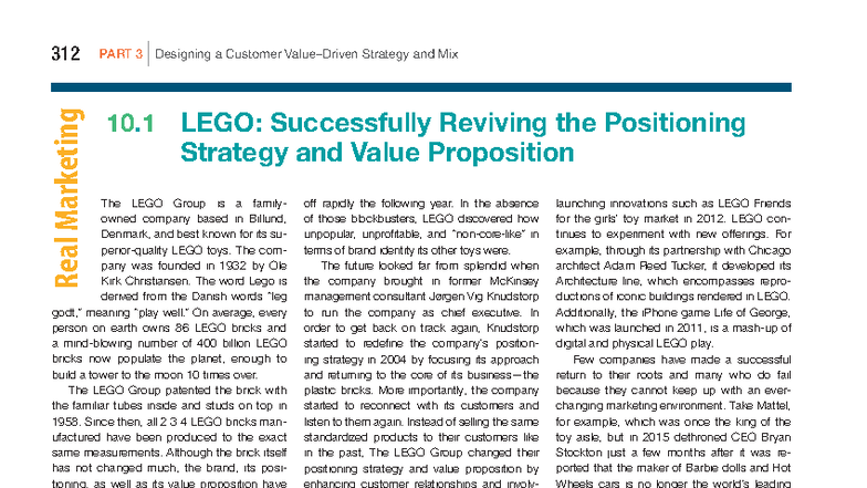 LEGO Case Study: Reviving Positioning & Value Prop (MKT 312) - Studocu
