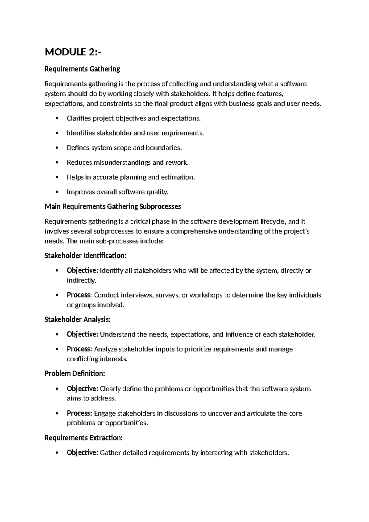 SE2: Module 2 - Requirements Gathering in Software Development - Studocu