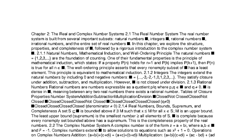 Chapter 2: The Real and Complex Number Systems - Full Lecture Notes ...