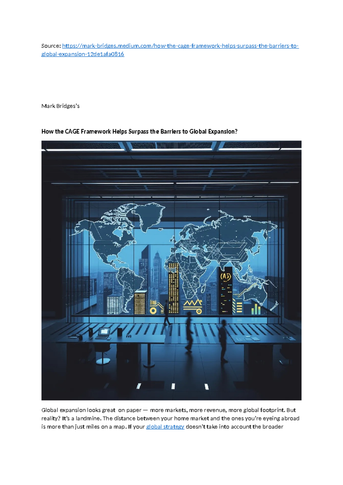 CAGE Framework Analysis: Overcoming Global Expansion Barriers - Studocu