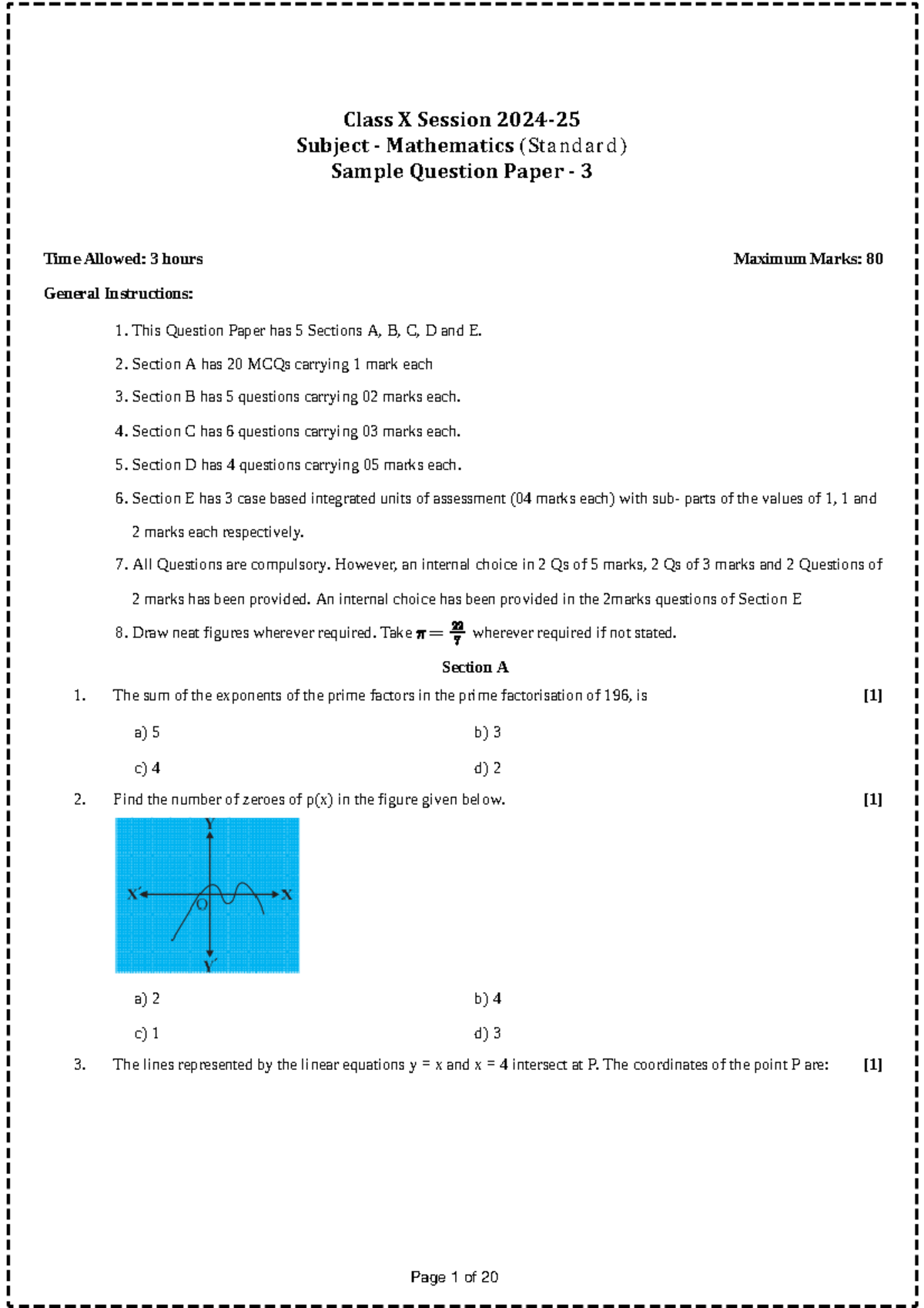 Sample 3 - Time Allowed: 3 hours Maximum Marks: 80 General Instructions: 1. This Question Paper ...