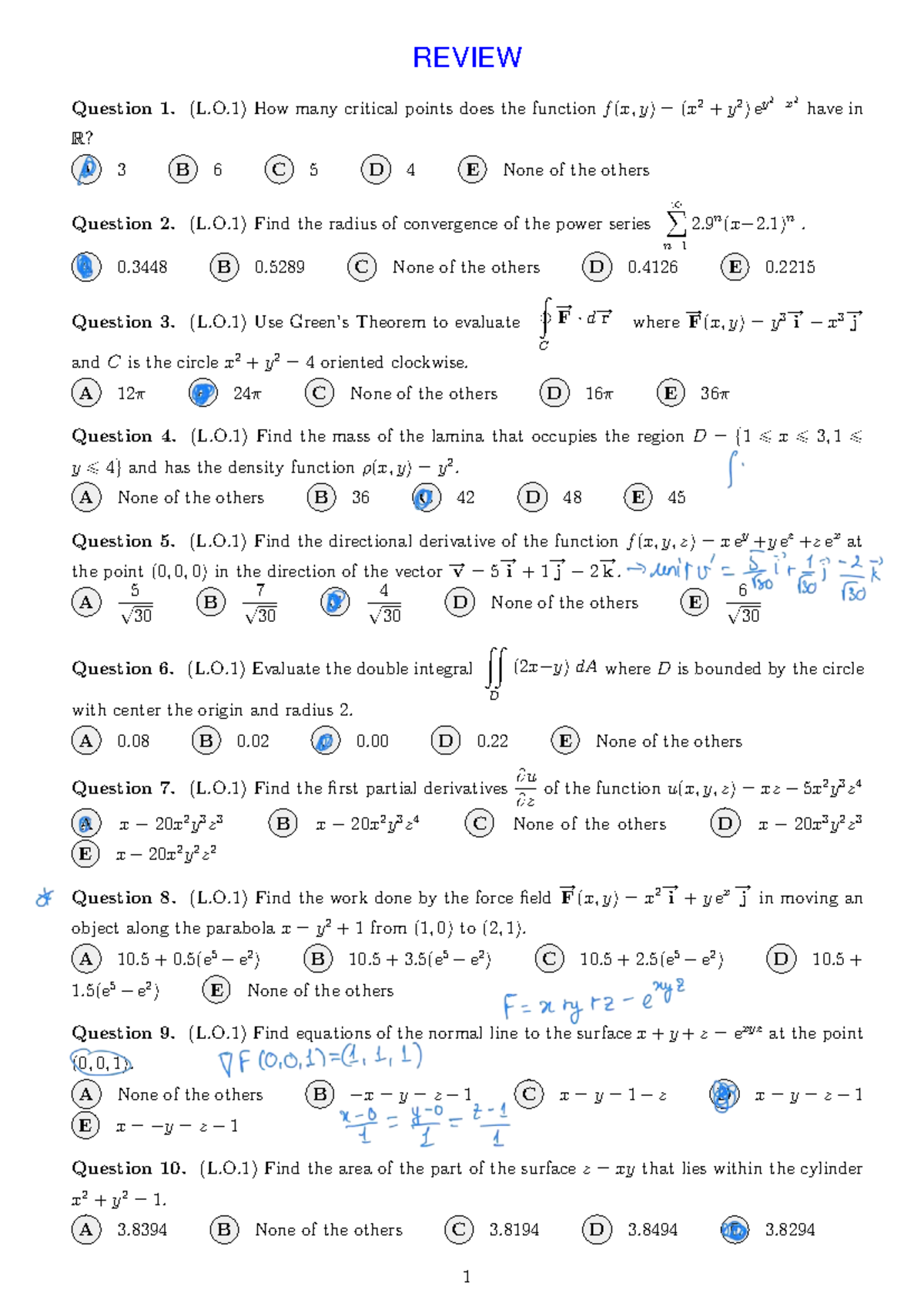 Calculus II Review Questions (Cal2TT-242) with Solutions - Studocu