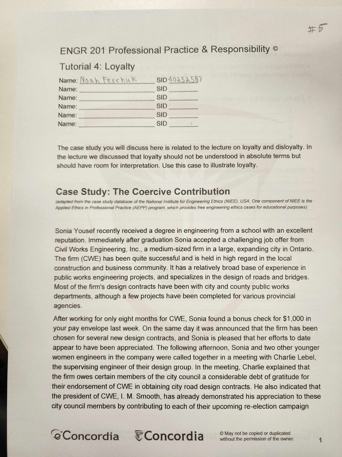 20250303 161542 - engr201 tutorial - ENGR 201 Professional Practice Responsibility Tutorial 4 ...