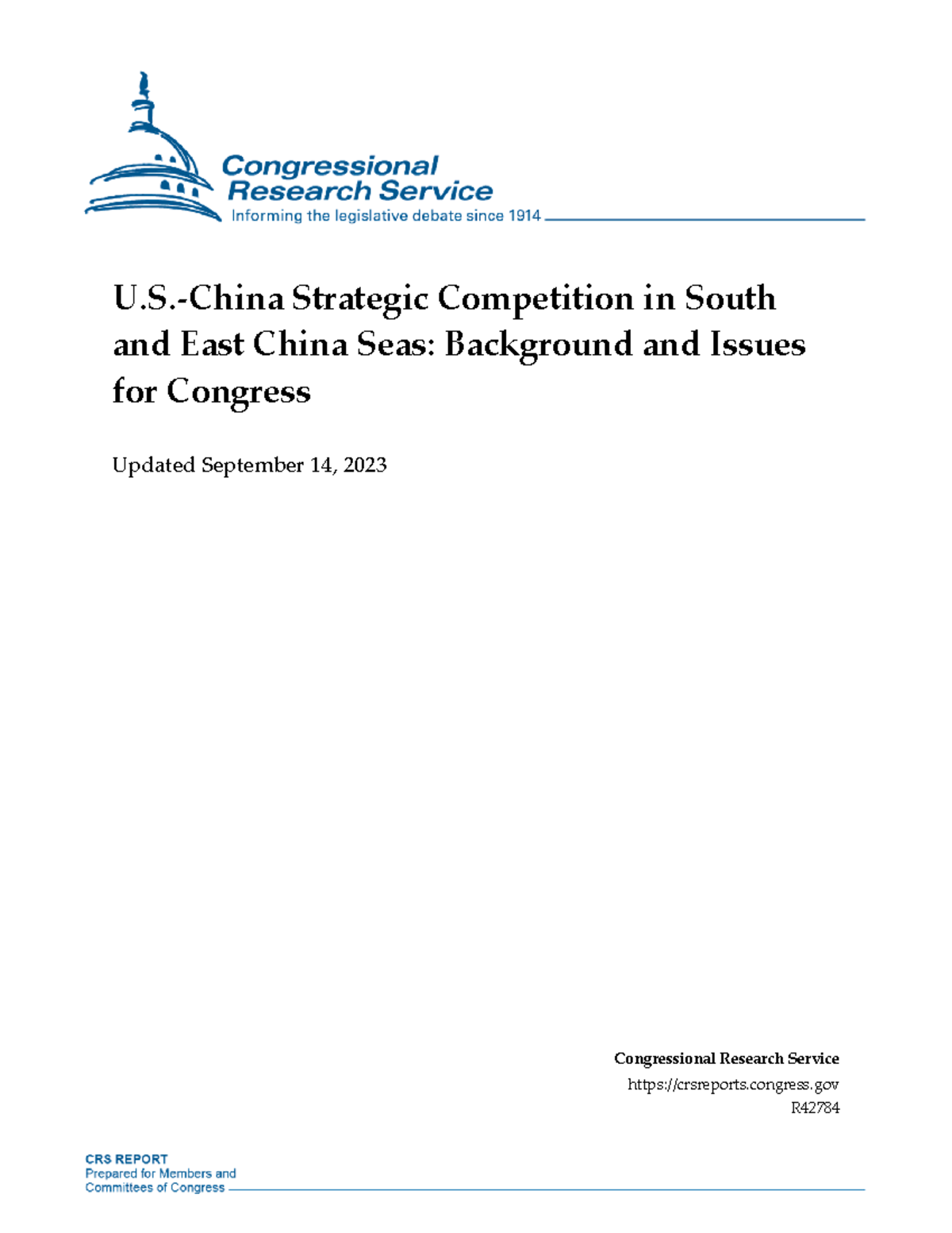 (Report) US-China Strategic Competition in SCS and ECS - Congress ...
