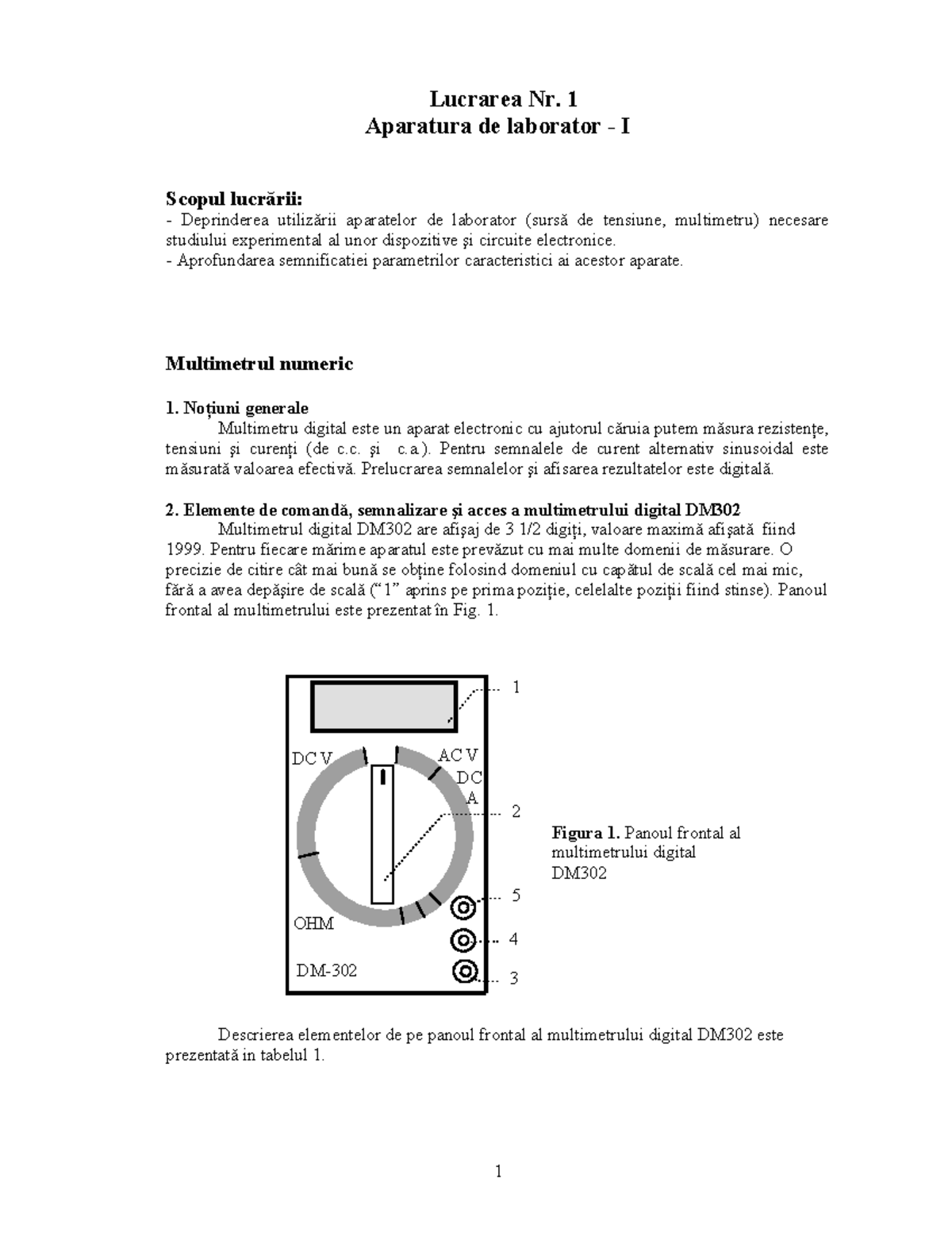 Laboratory Equipment Utilization - Lucrarea 1 Summary - Studocu