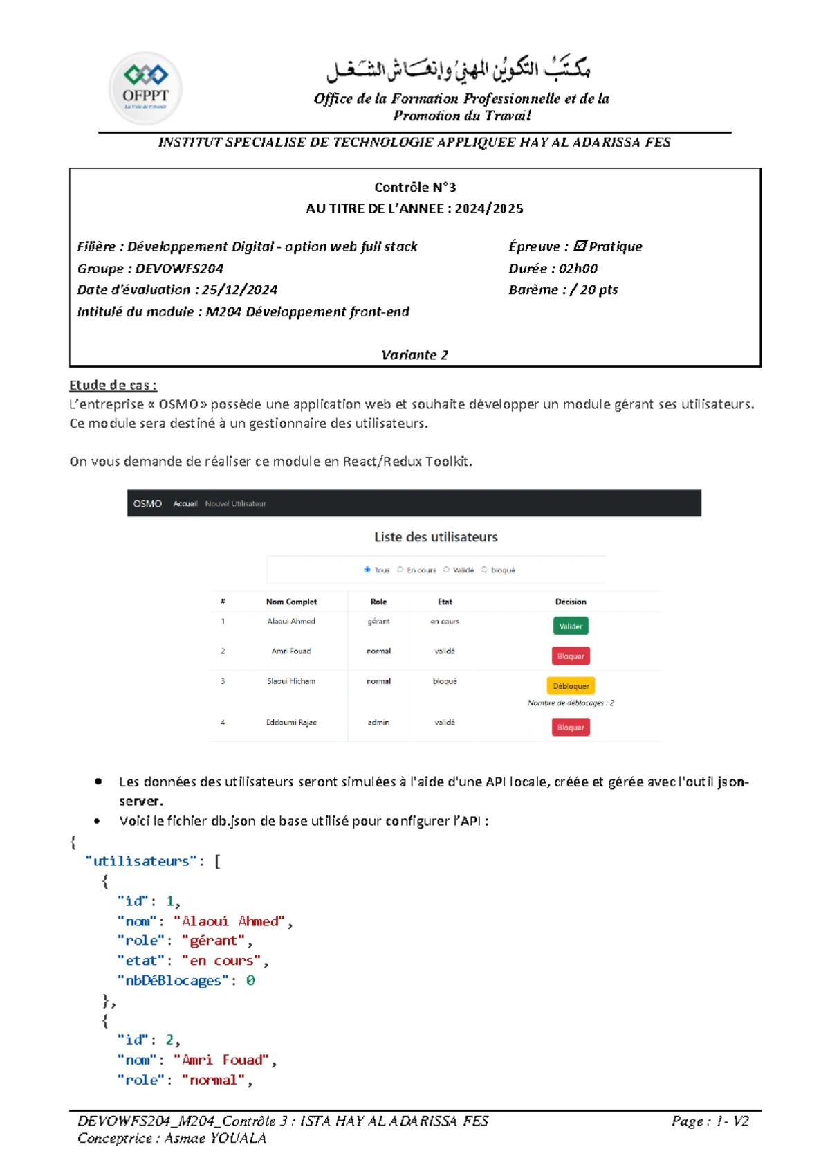 Examen Régional de Fin de Module - Programmation JS EFM JS V2 - Studocu
