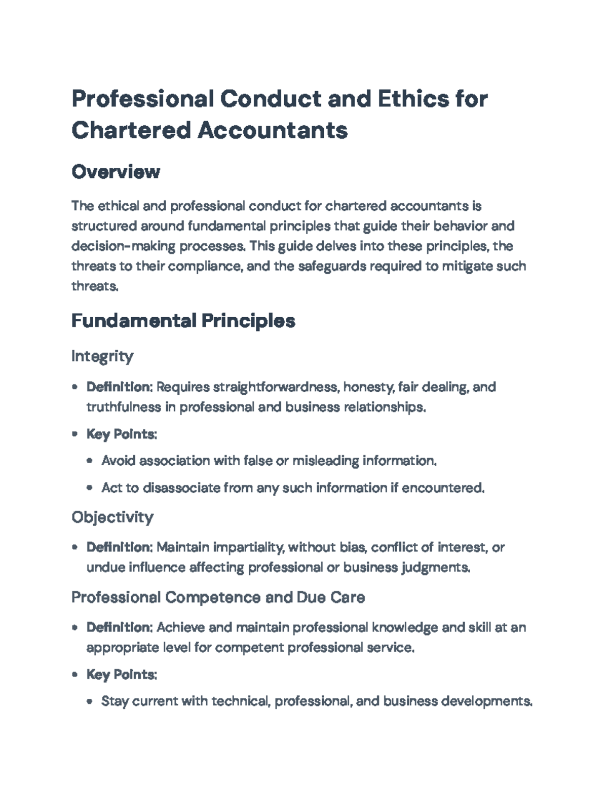 Professional Conduct and Ethics for Chartered Accountants Guide ...