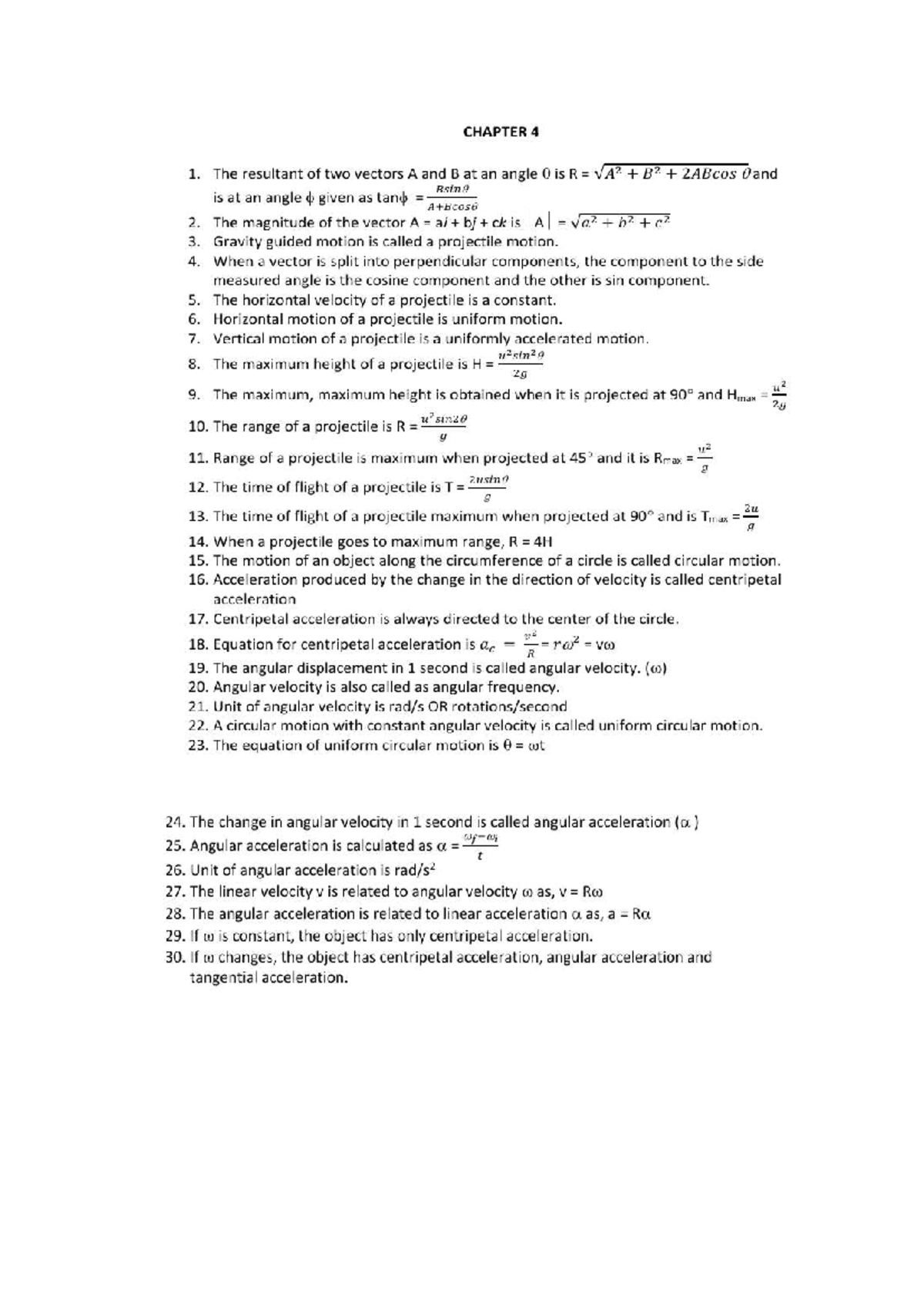 Physics 101: Chapter 4 - Vectors and Projectile Motion Concepts - Studocu