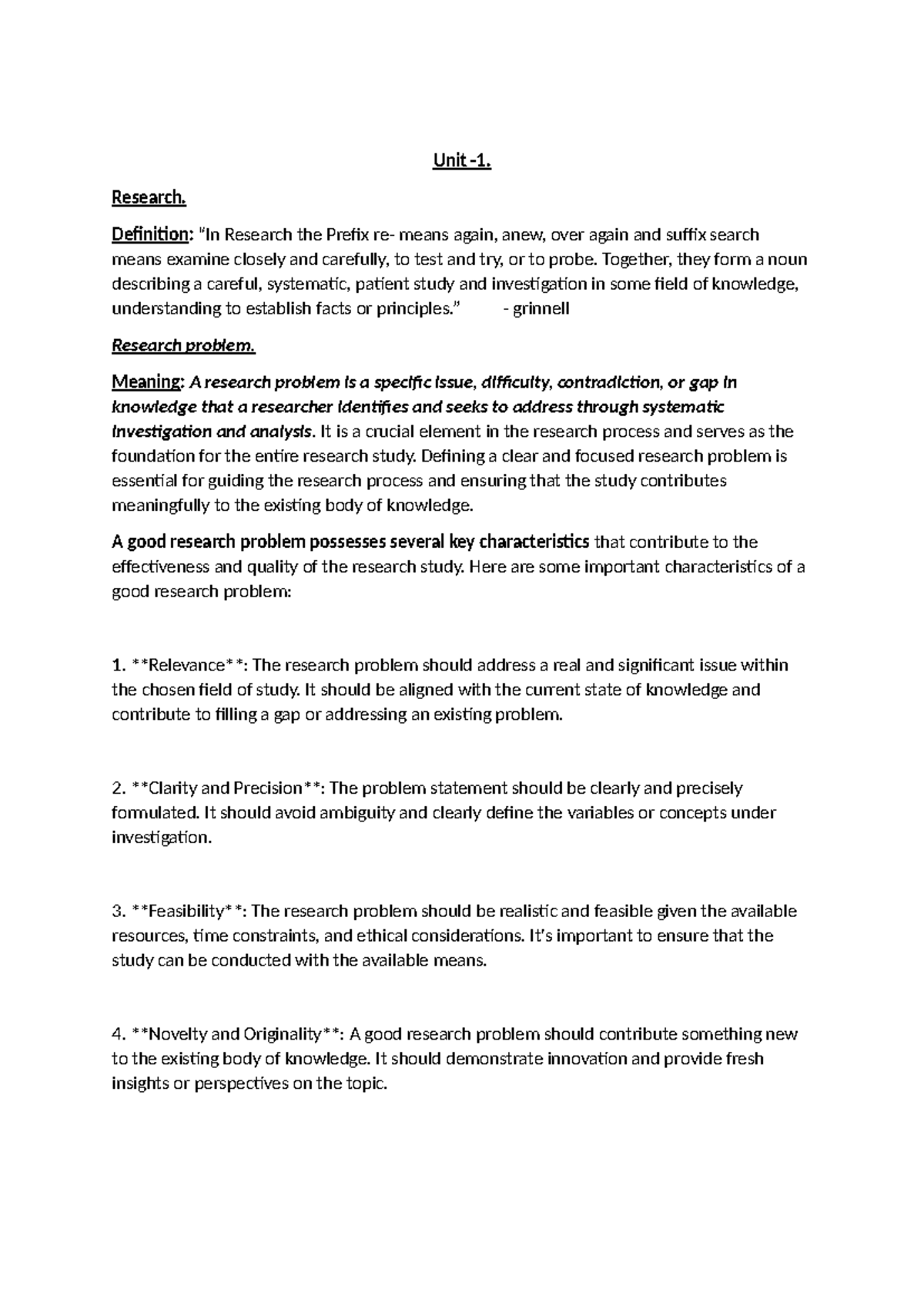 RM&IPR Unit-1: Essential Concepts in Research Methodology and IPR - Studocu