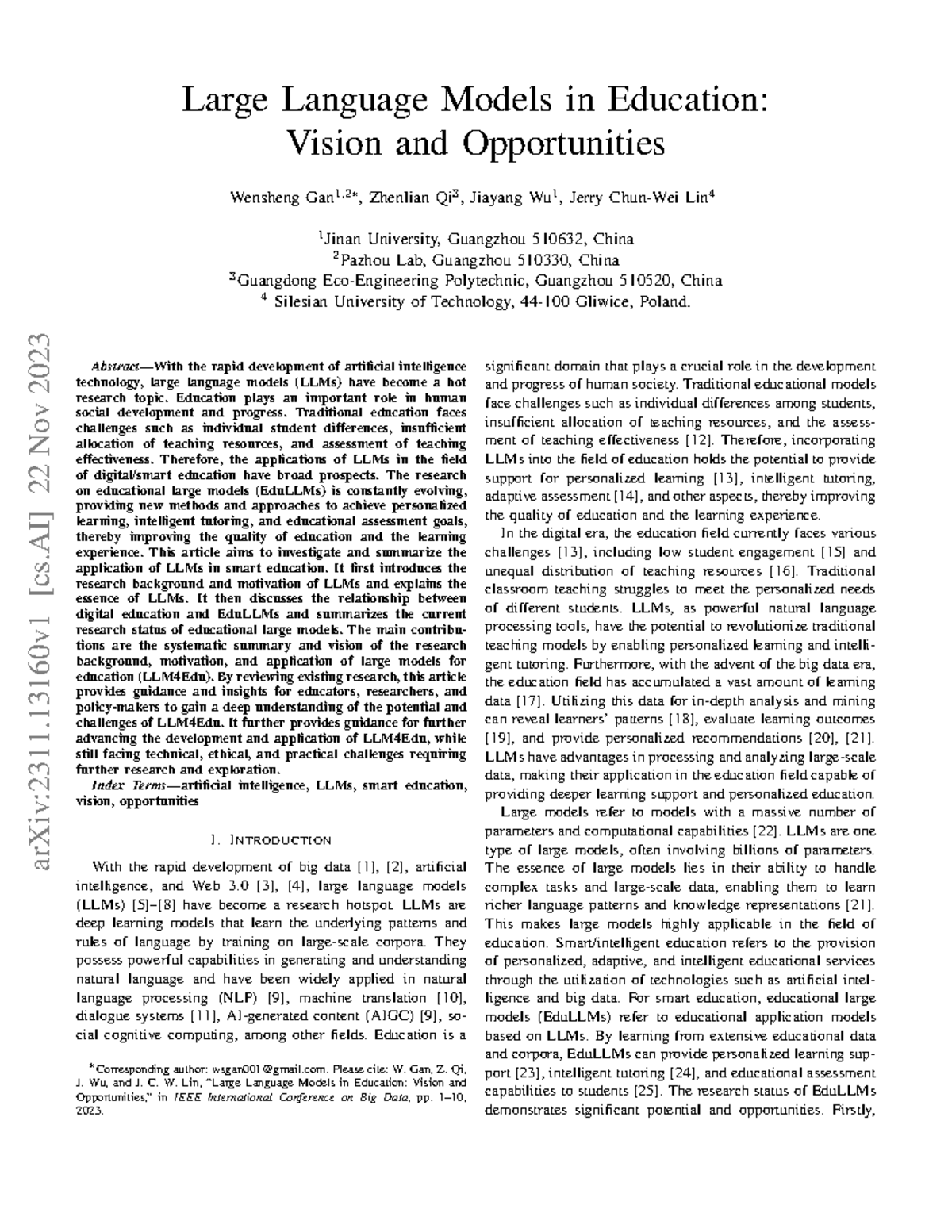 LLM4Edu: Exploring Large Language Models in Smart Education - Studocu