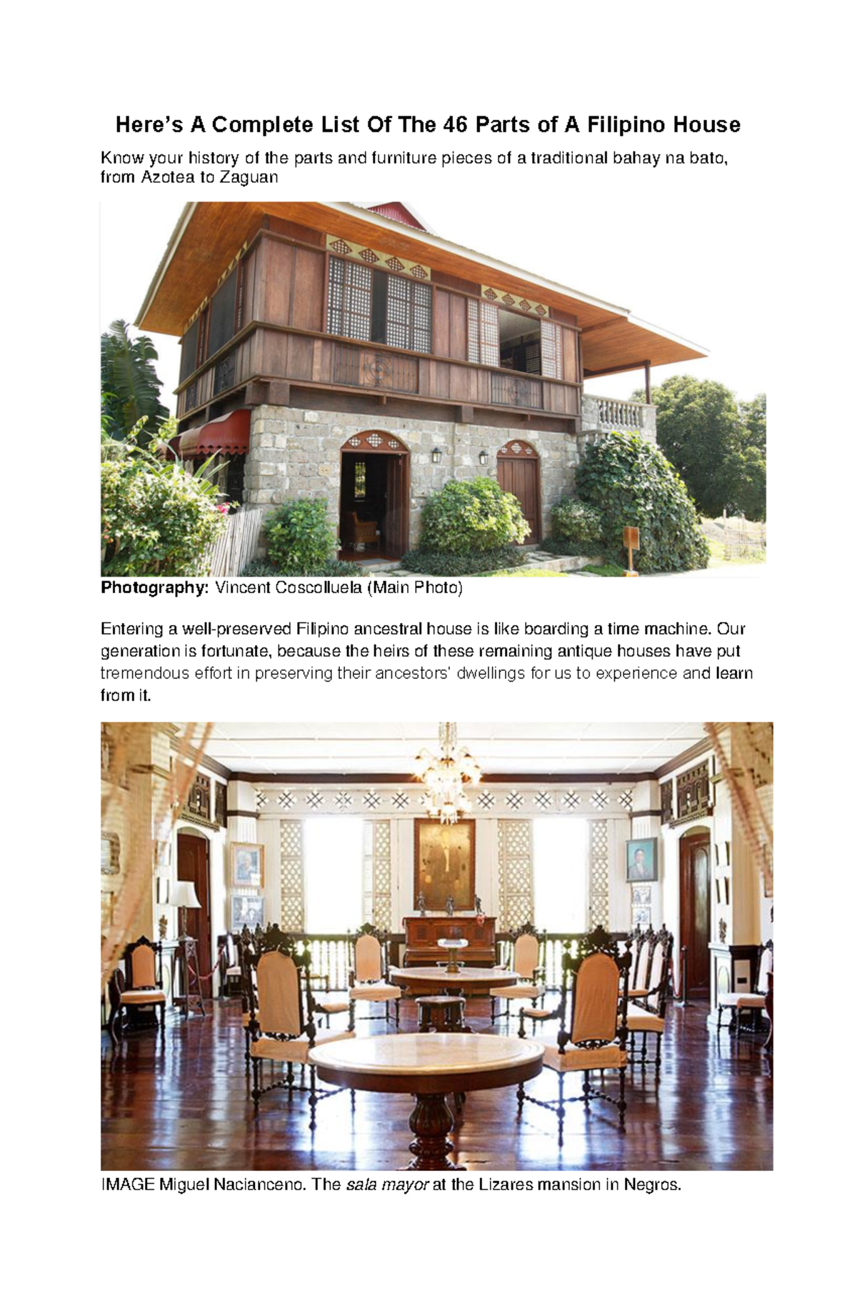 HOA-Exploring the 46 Essential Parts of a Filipino House - Studocu