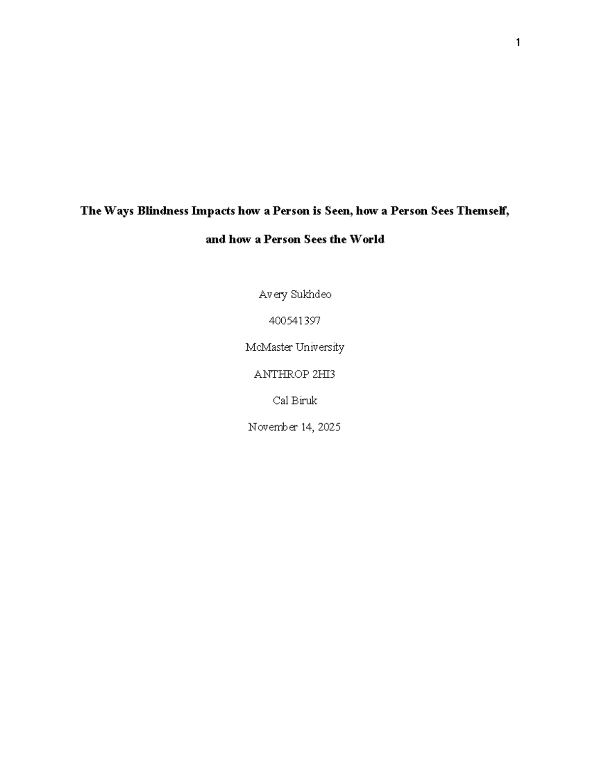 Illness Narrative: The Impact of Blindness on Identity and Society ...