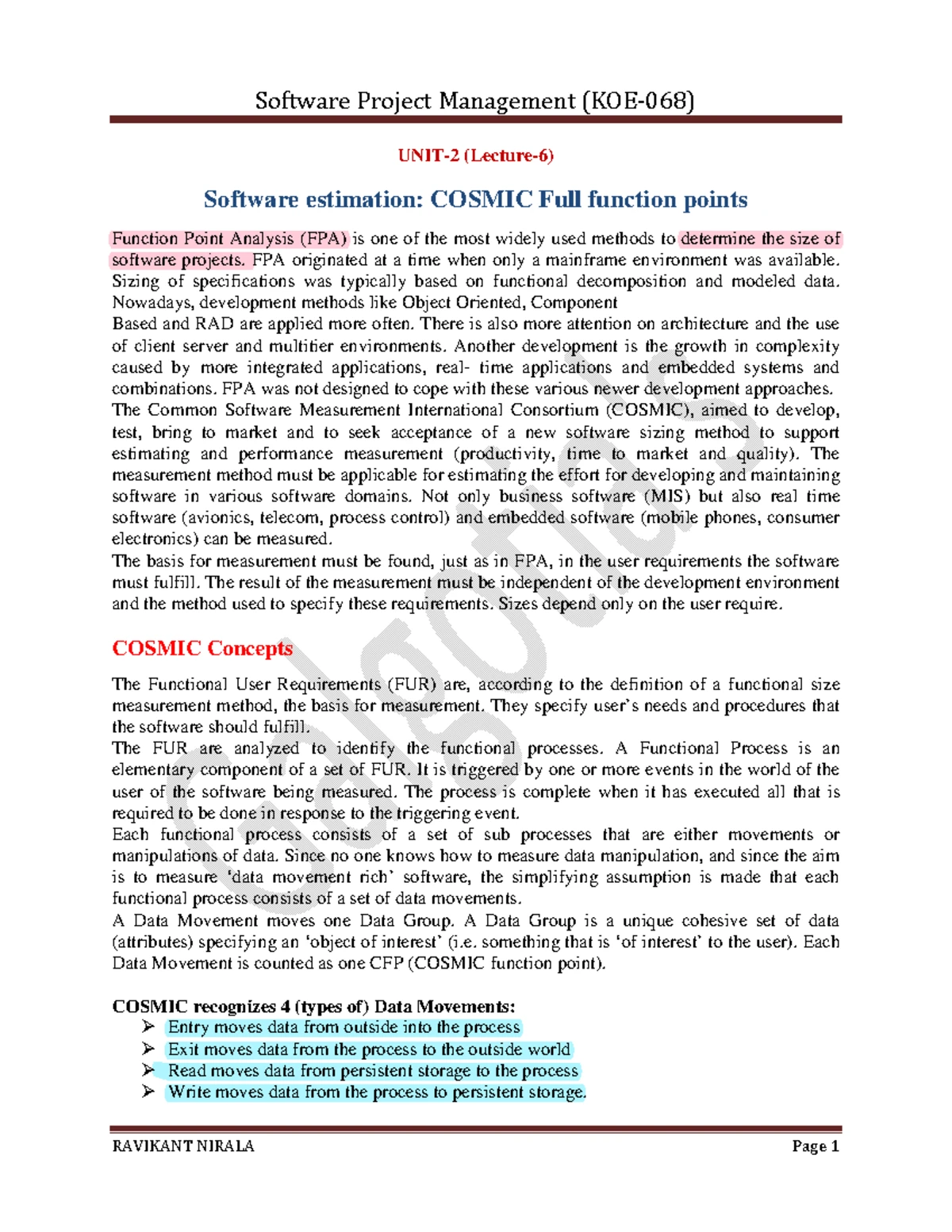 SPM full Notes - UNIT I PROJECT EVALUATION AND PROJECT PLANNING ...