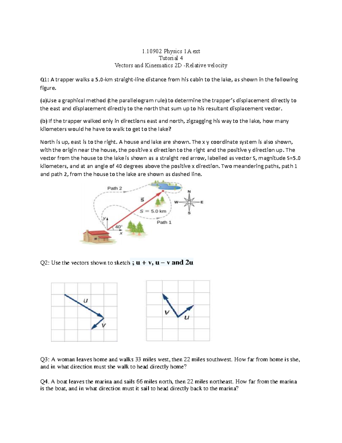 2025 Physics 1A Ext Tutorial 4: Vectors & Kinematics Analysis - Studocu
