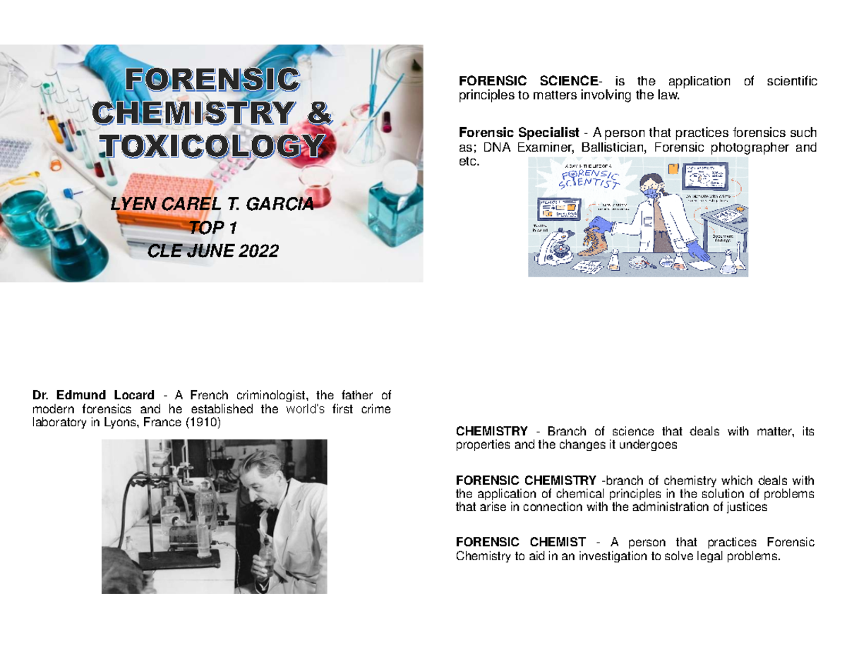 F3 - Forensic Chemistry and Toxicology Overview Notes - Studocu