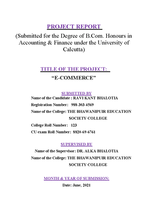 Calcutta university project sample of 6th semester - Project Report ...