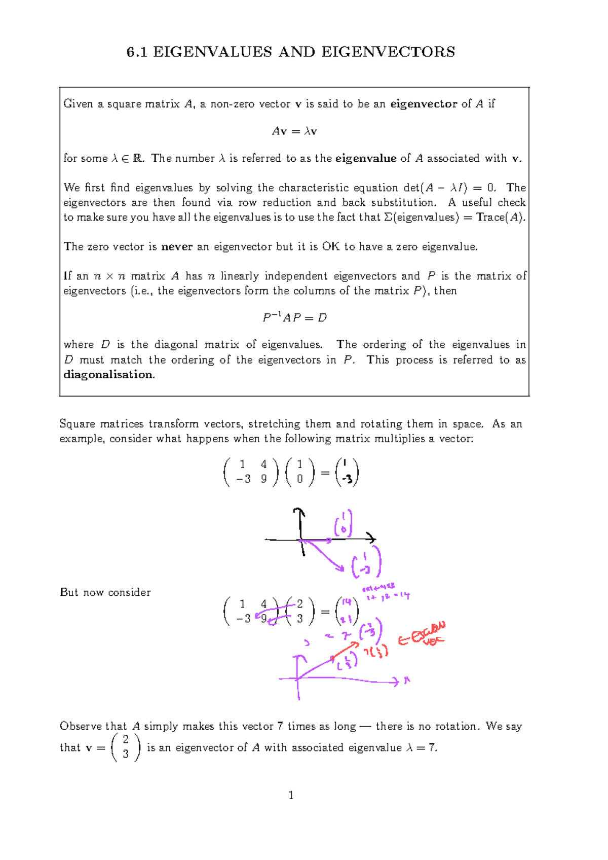 6.1 EIGENVALUES AND EIGENVECTORS: Matrix Analysis Notes - Studocu