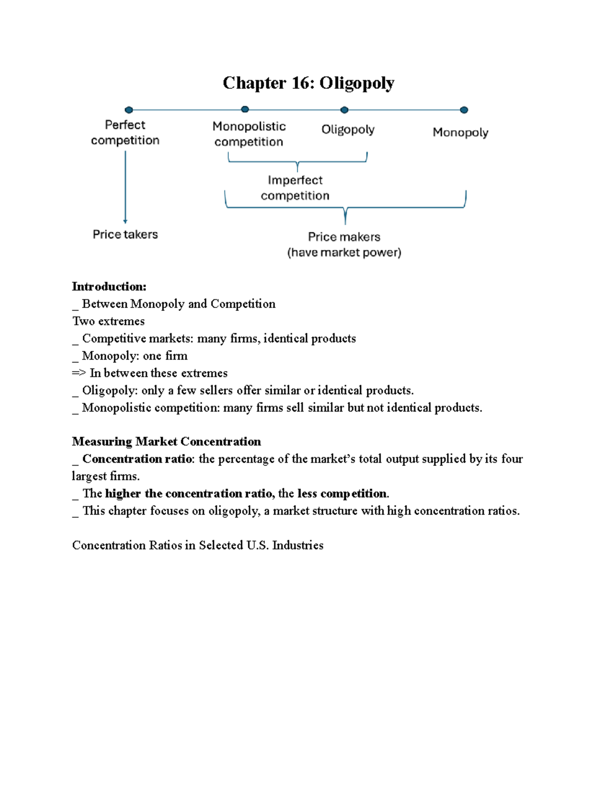 Chapter-16 -Oligopoly - Chapter 16: Oligopoly Introduction: _ Between ...