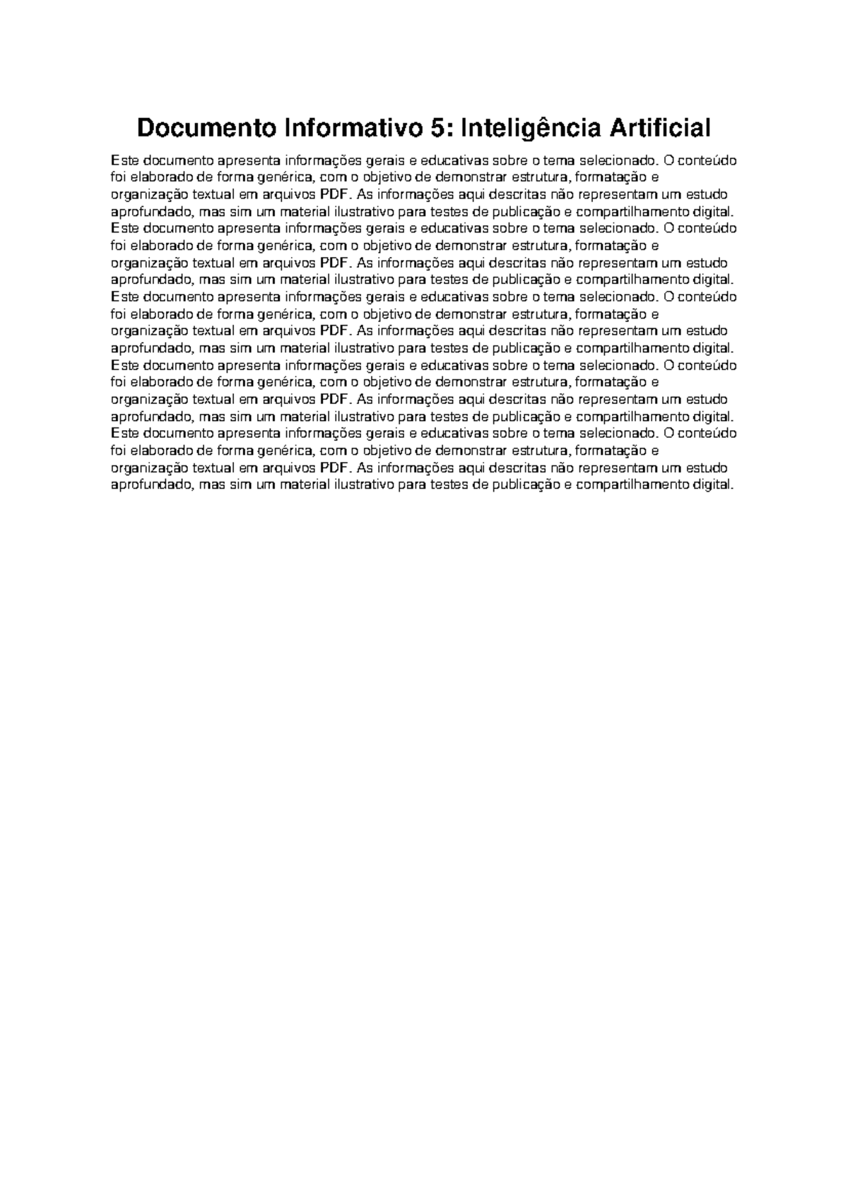 Documento Informativo 5: Estrutura e Formatação em PDF - Studocu