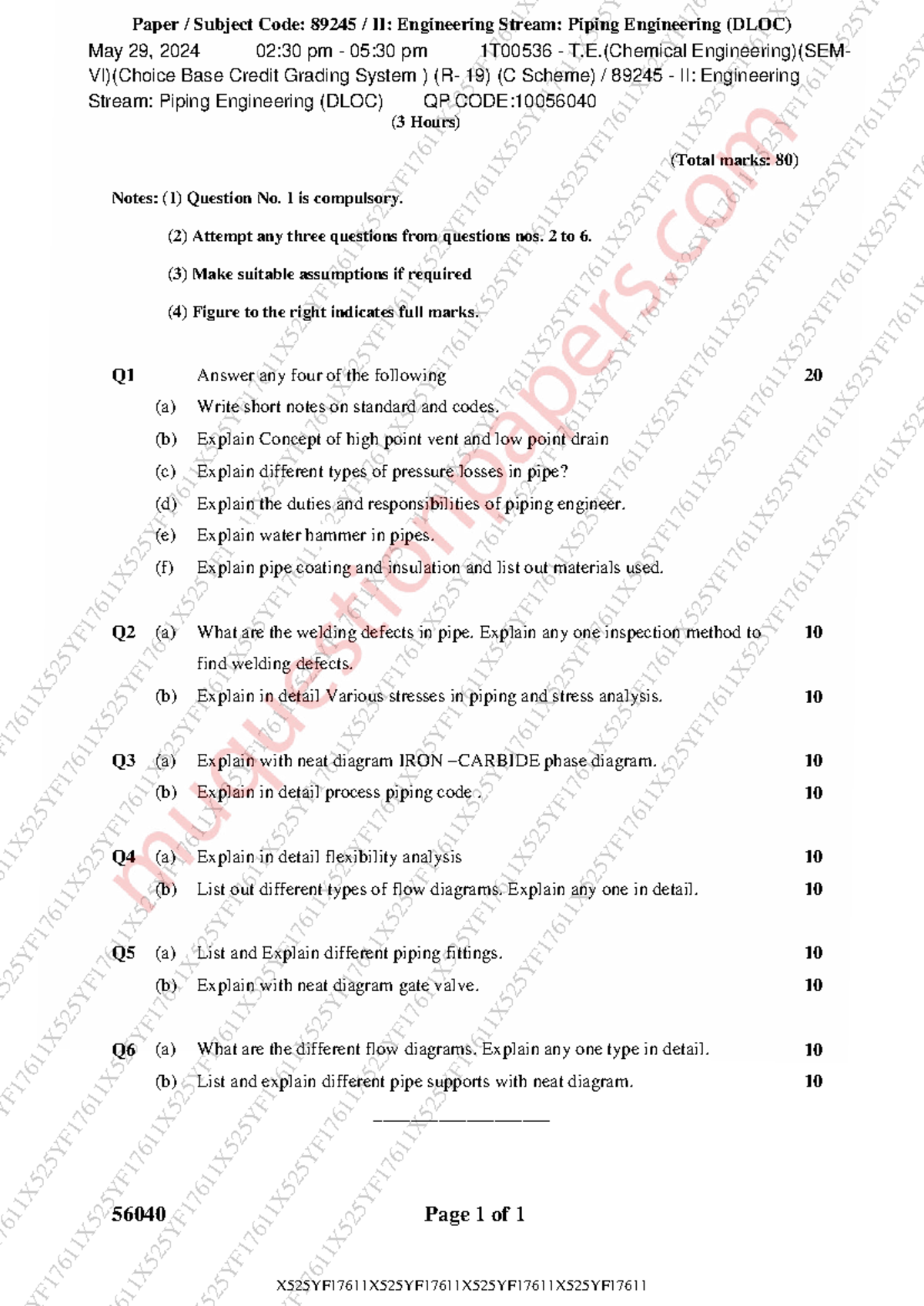 Piping Engineering Exam Notes (89245) - May 2024 (3 Hours) - Studocu