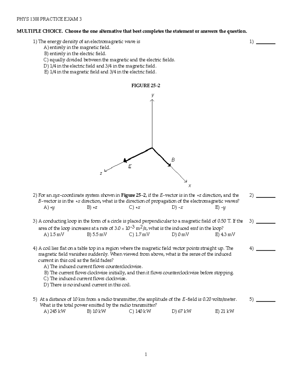 PHYS 1402 PRACTICE EXAM 3 MULTIPLE CHOICE QUESTIONS - Studocu