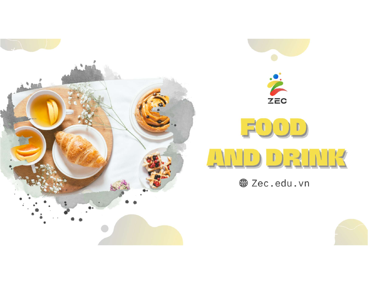 Topic 4: Food & Drink - Basic English Vocabulary & Dialogue Guide - Studocu