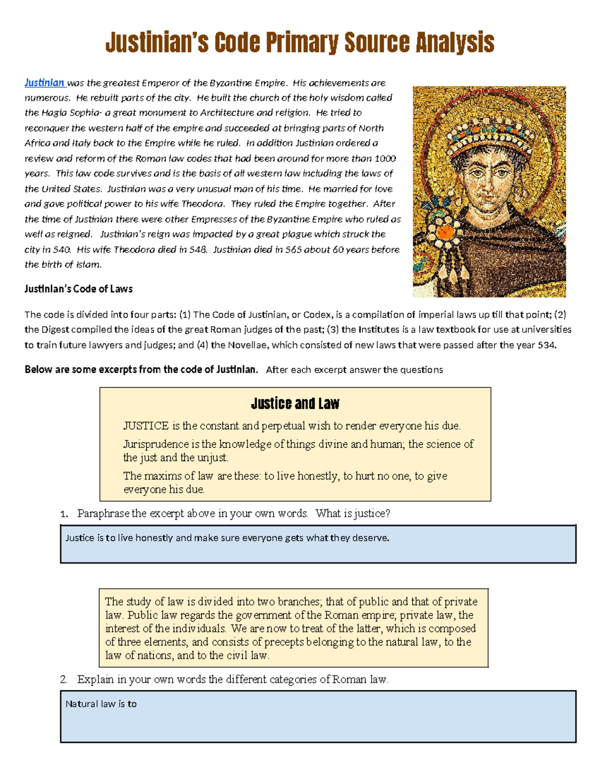 Justinian's Code Analysis: Insights on Roman Law and Justice - Studocu