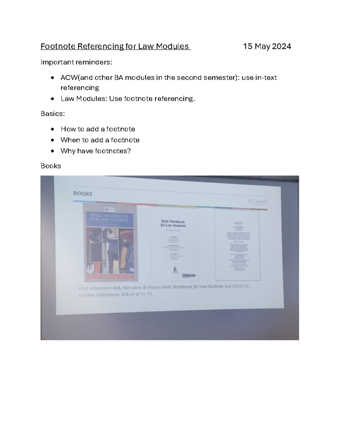 Footnote Referencing for Law Modules 15 May 2024 - Footnote Referencing ...