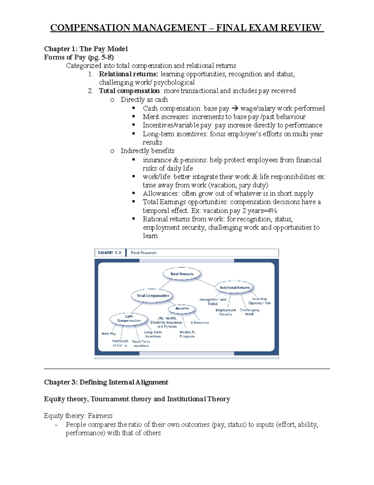 COMP 501 Final Exam Review: Key Concepts in Compensation Management ...