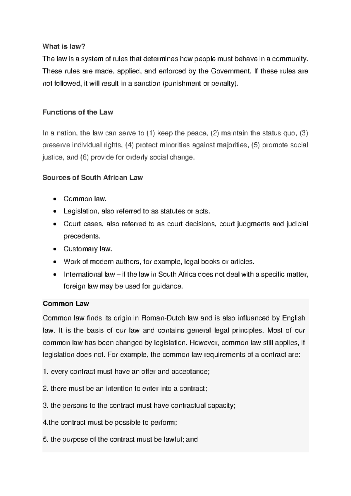 LED105D Notes 2 - What is law? The law is a system of rules that ...