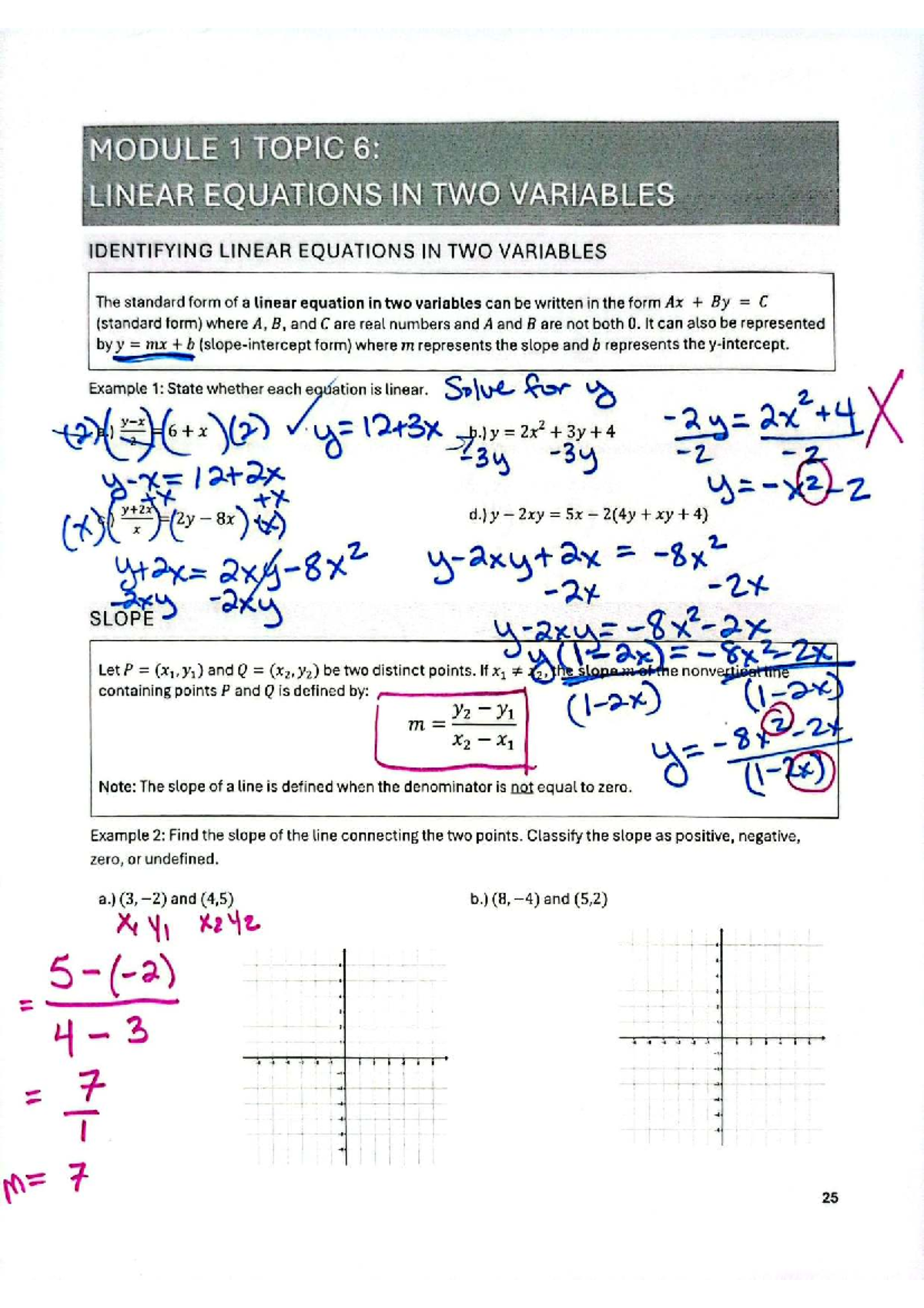 M1T6: Understanding Linear Equations in Two Variables - Studocu
