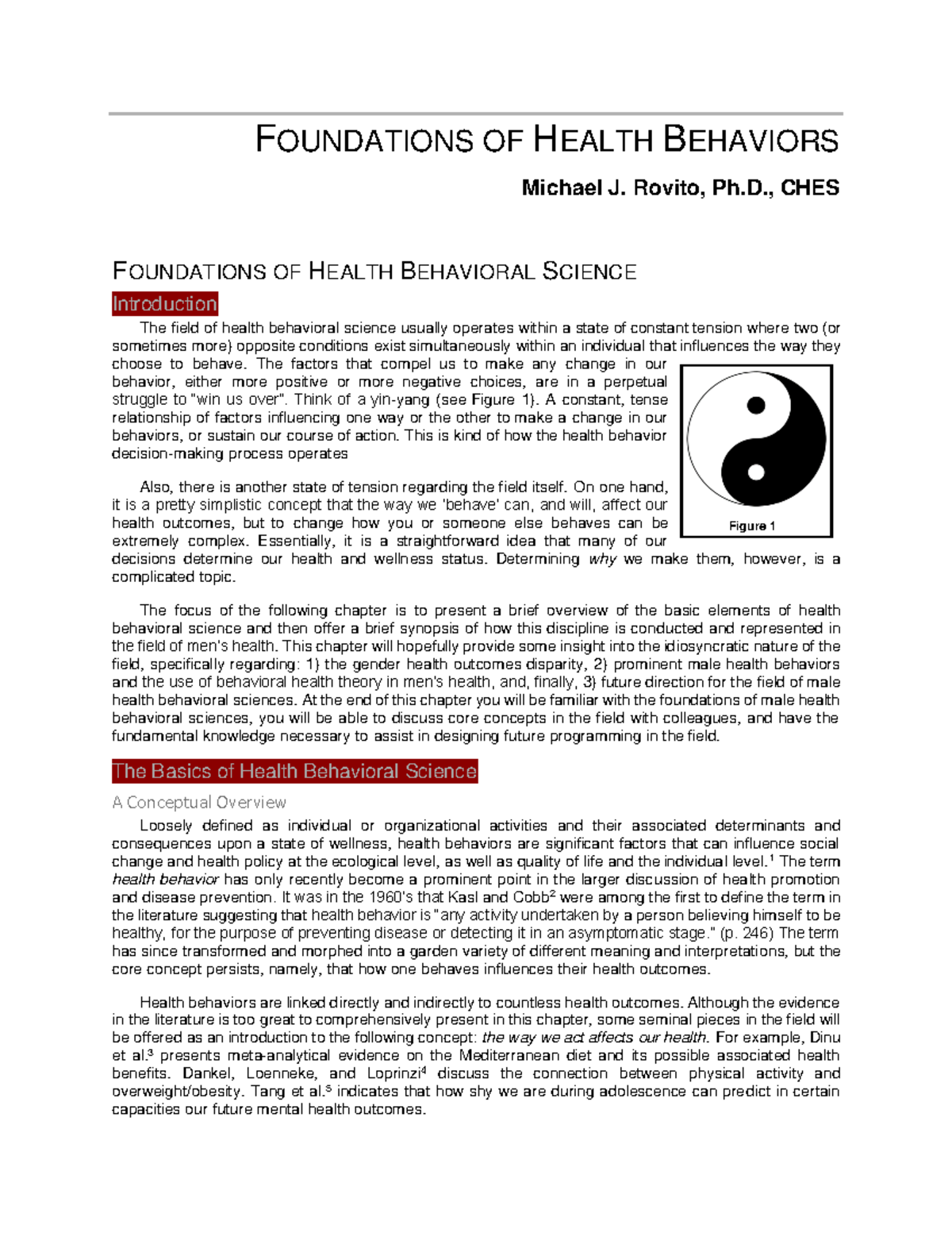 Foundations of Health Behavioral Science: Insights into Men's Health ...