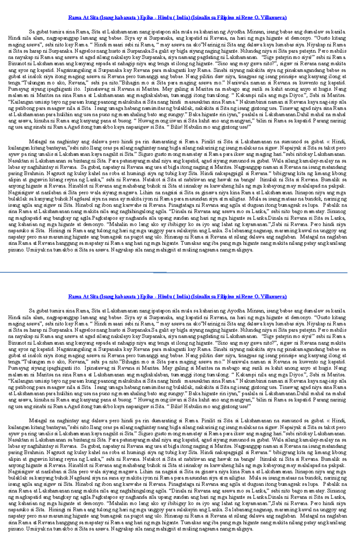 RAMA101: Kabanata sa Epiko ng Rama at Sita - Isang Pagsasalin sa ...