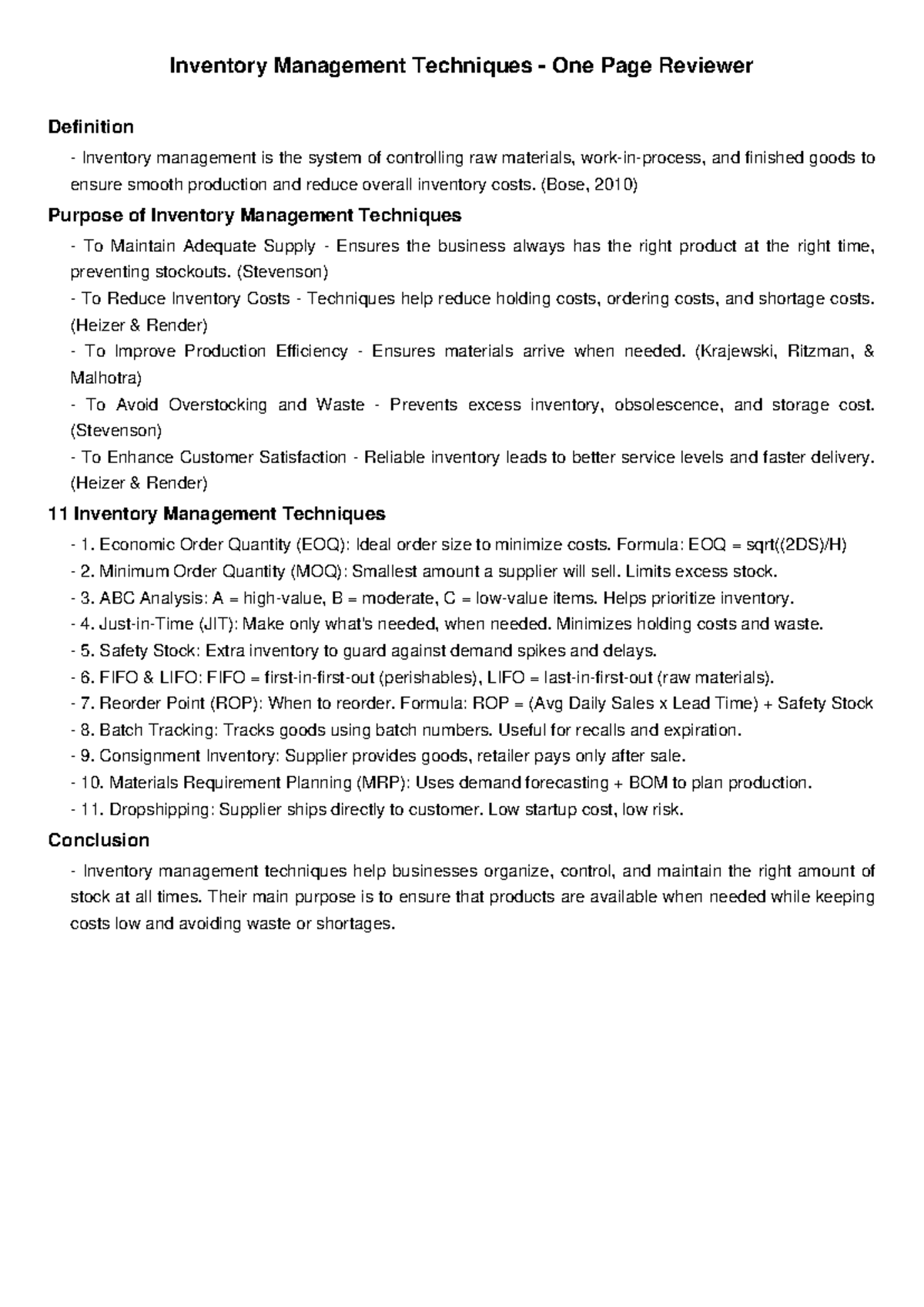 Inventory Management Techniques Overview and Key Strategies - Studocu
