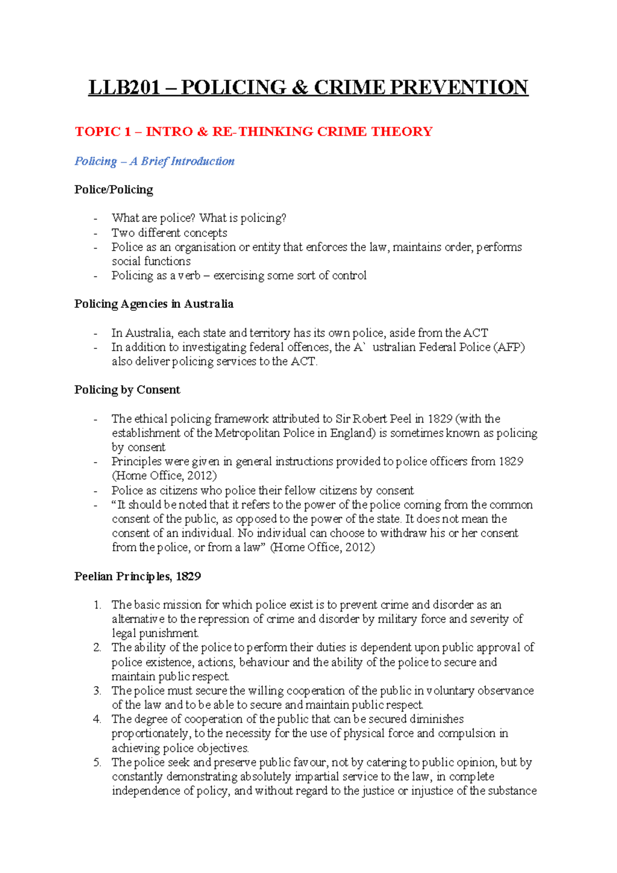 LLB201 - Policing Crime Prevention: Intro to Crime Theory & Concepts ...