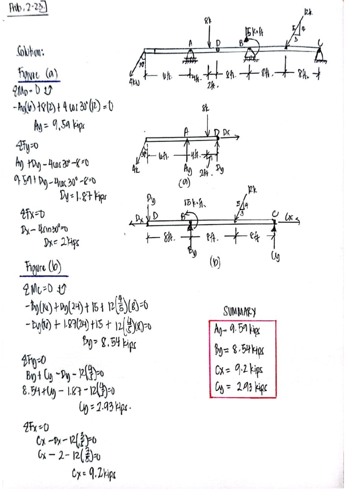 Pdfcoffee.com structural-theory-besavilla-4-pdf-free - Prob. 12k 8k 15k At 3 A D B Solution: (o ...