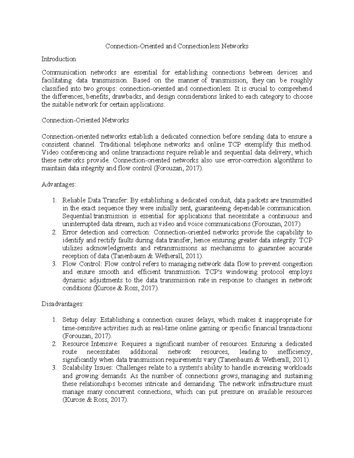 CS2204-01 Unit 1 Written Assignment - Connection-Oriented and ...