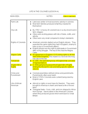 Grade 8 Lesson 3 (The English Colonies) - THE ENGLISH COLONIES IN NORTH ...