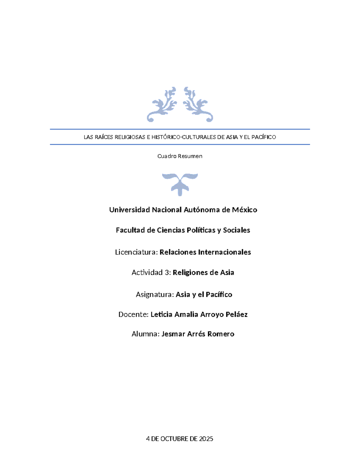 LAS RAÍCES RELIGIOSAS EN ASIA Y EL PACÍFICO - Act. 3 - RI - Studocu