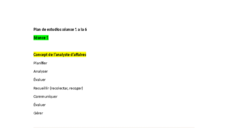 Plan de cours: Séances 1 à 6 sur la Gestion de Projet et Qualité ...