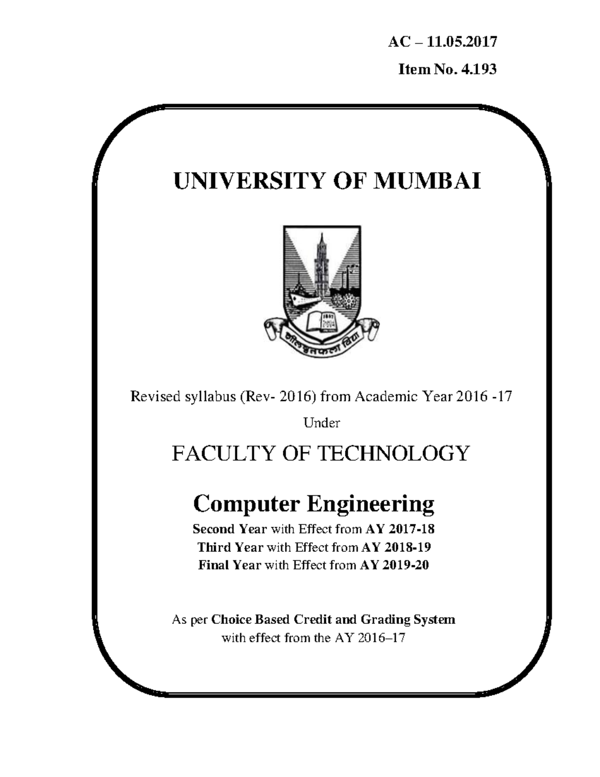 Computer Engineering Syllabus for Sem VII & VIII (Revised 2016) - Studocu